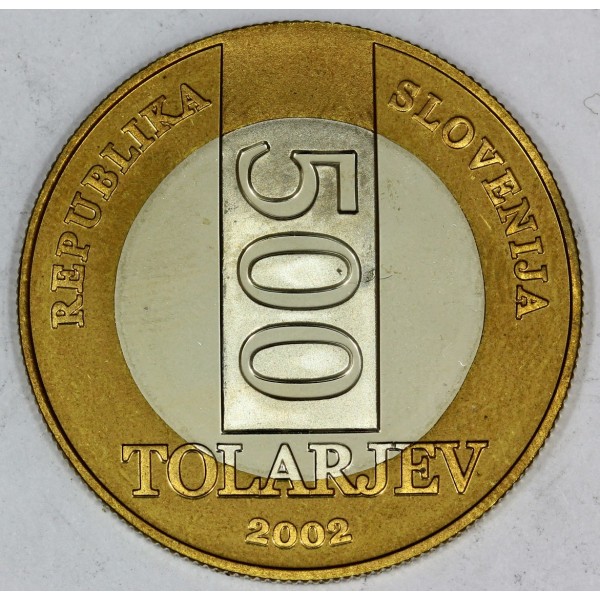 SLOVENIJA 500 tolarjev 2002 Proof - Svetovno prvenstvo v nogometu.